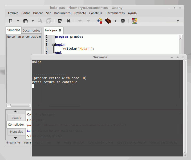Free Pascal y Geany bajo Linux
